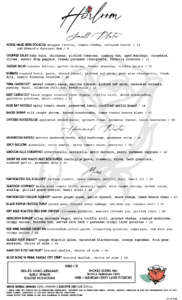 Food Menu - Heirloom