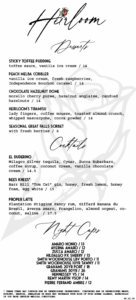 Food Menu - Heirloom